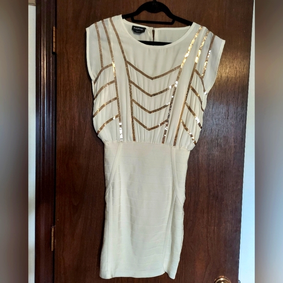 bebe | Dresses | Retro White Sequin Bebe Cocktail Dress | Poshmark
